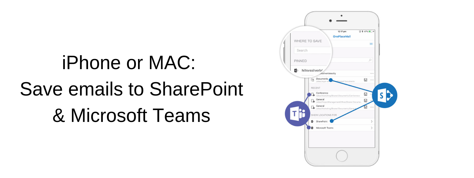Save emails to SharePoint & Microsoft Teams from your iPhone or MAC