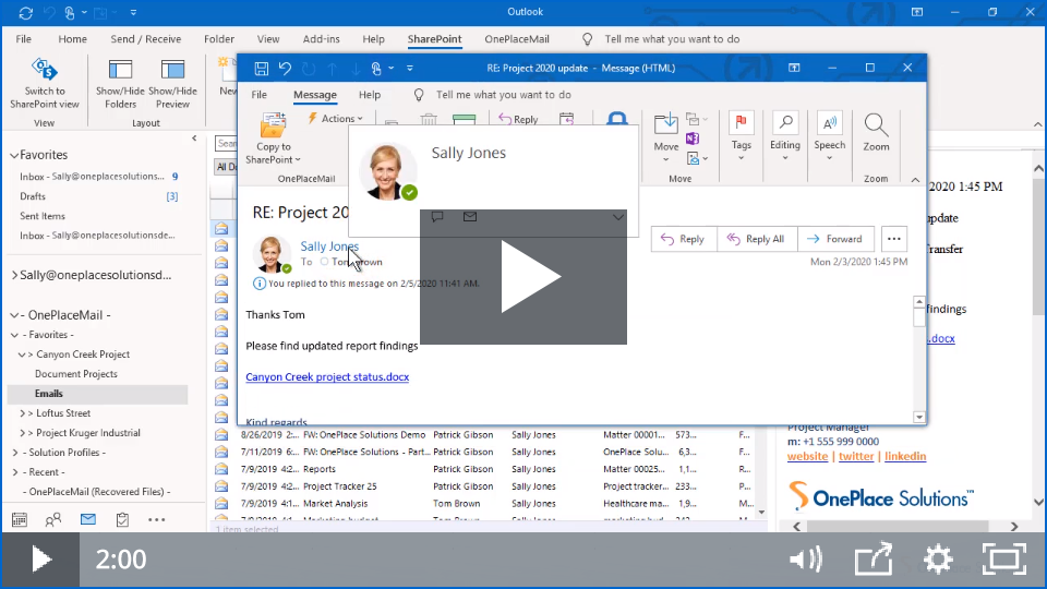 Save an Email & Access Content in SharePoint Using OnePlaceMail